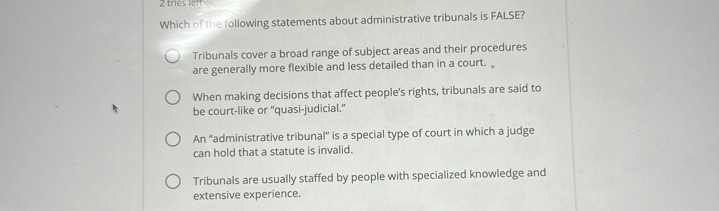 Solved 2 ﻿tries leftWhich of the following statements about | Chegg.com