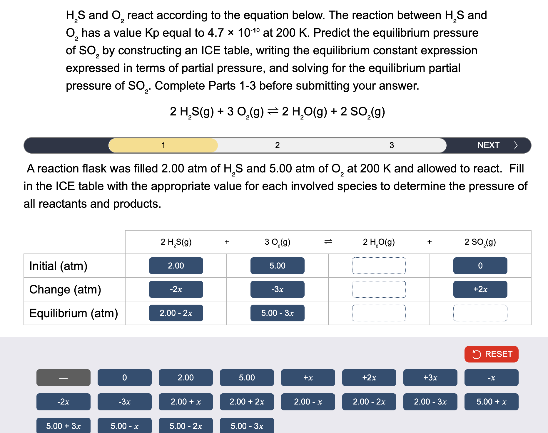 Solved H2S ﻿and O2 ﻿react according to the equation below. | Chegg.com