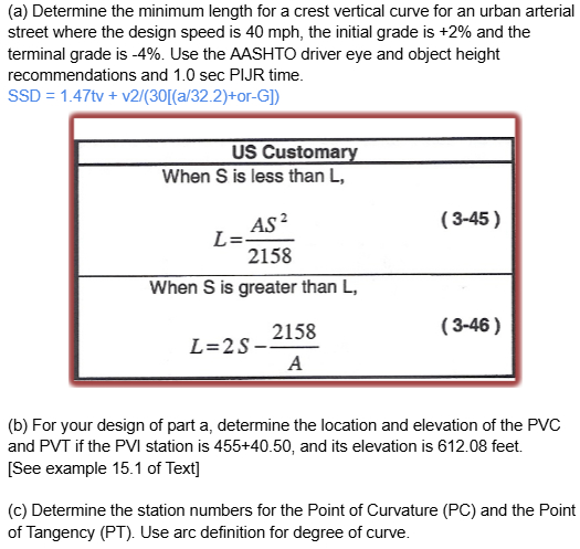 Solved Vertical Alignment Design (a) ﻿Determine the minimum | Chegg.com