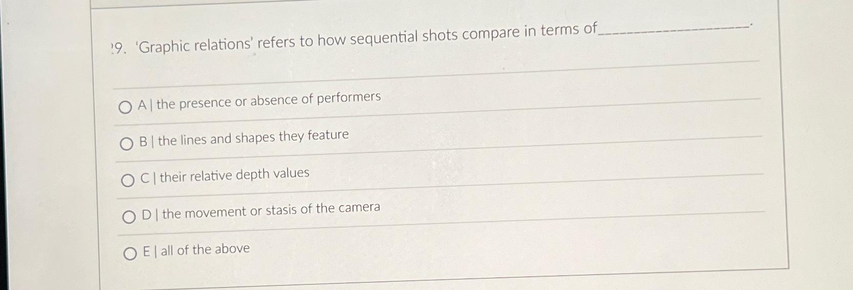 Solved 'Graphic relations' refers to how sequential shots | Chegg.com