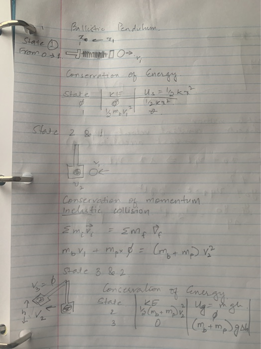 Solved ballistic pendulum lab work. answer question 1,2,3 | Chegg.com