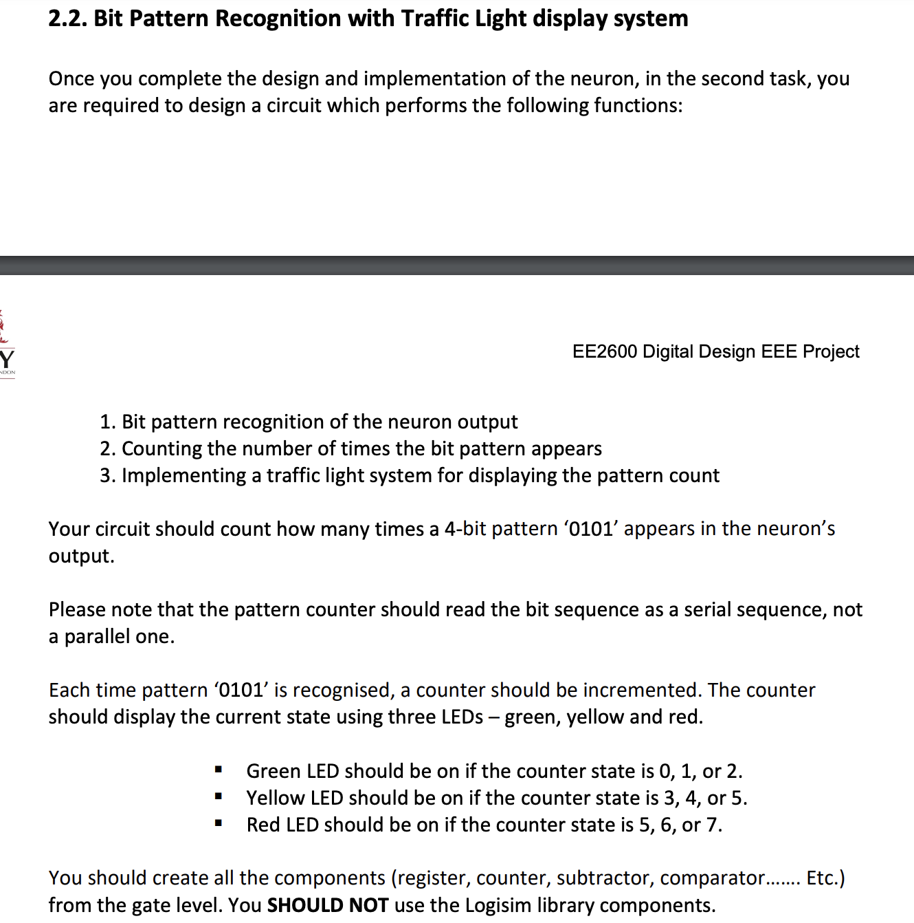 Solved 2.2. ﻿Bit Pattern Recognition with Traffic Light | Chegg.com