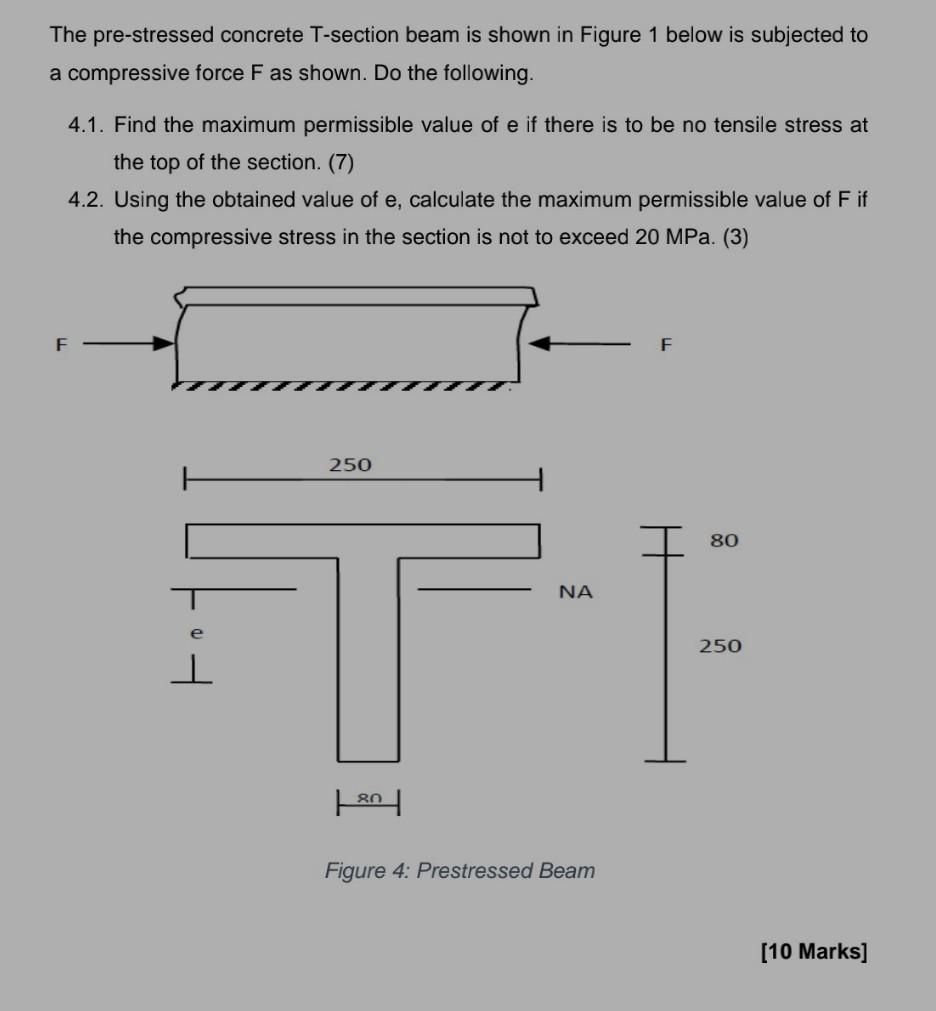 Solved The pre-stressed concrete T-section beam is shown in | Chegg.com