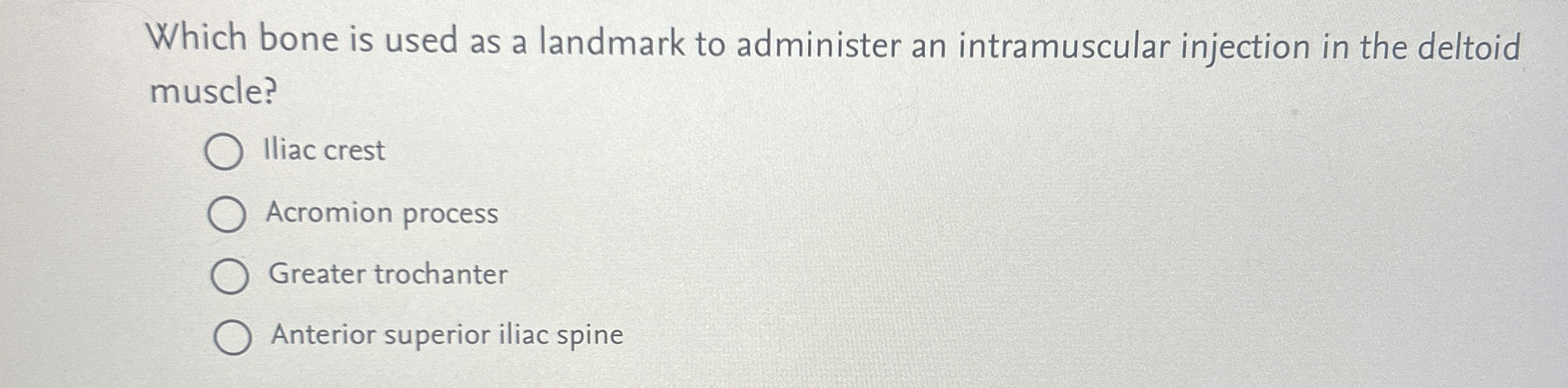Solved Which bone is used as a landmark to administer an | Chegg.com