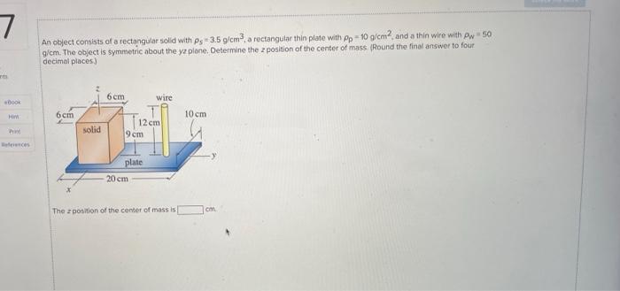 Solved An object consists of e rectangular solid with ρs=3.5 | Chegg.com