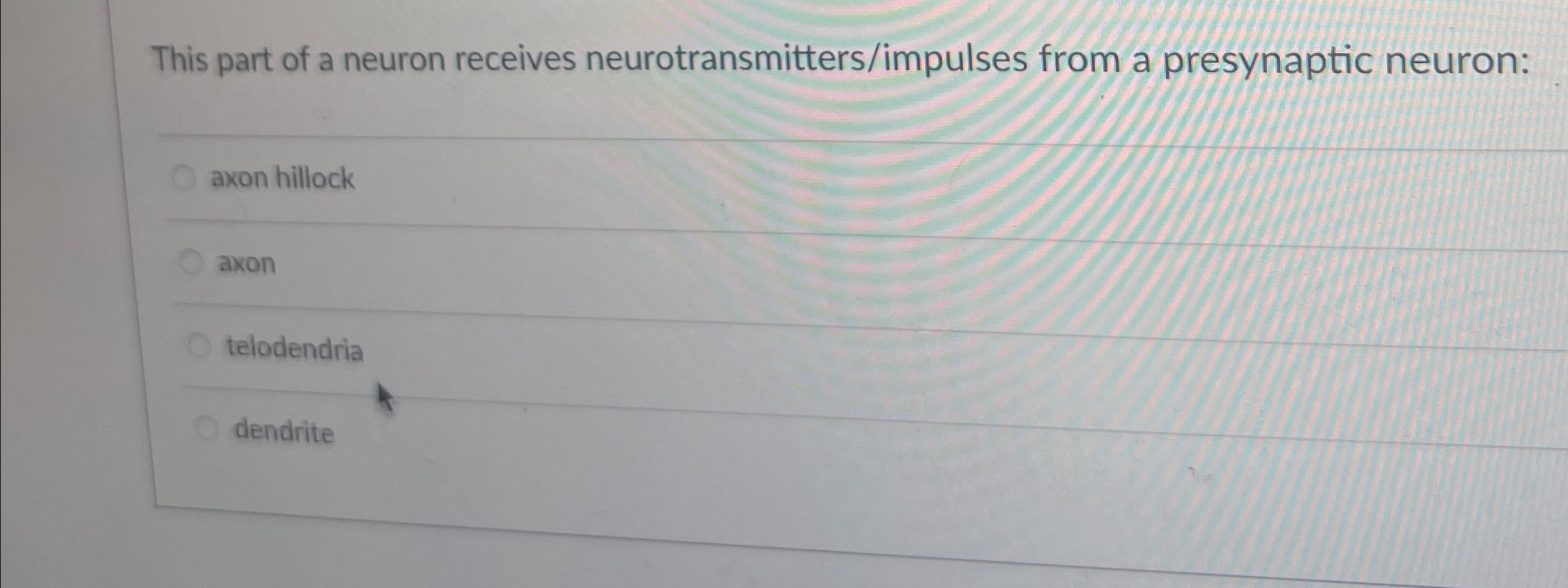 Solved This part of a neuron receives | Chegg.com