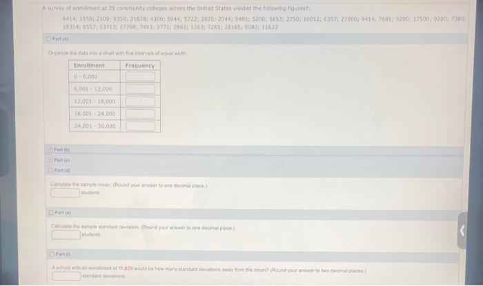 Solved A survey of enroliment-at 35 communty colleges across | Chegg.com