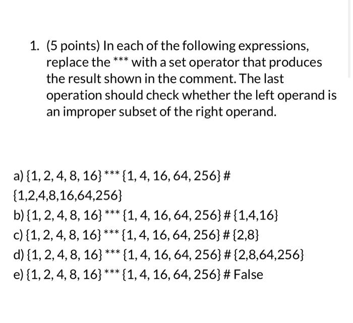 Solved 1. (5 points) In each of the following expressions, | Chegg.com
