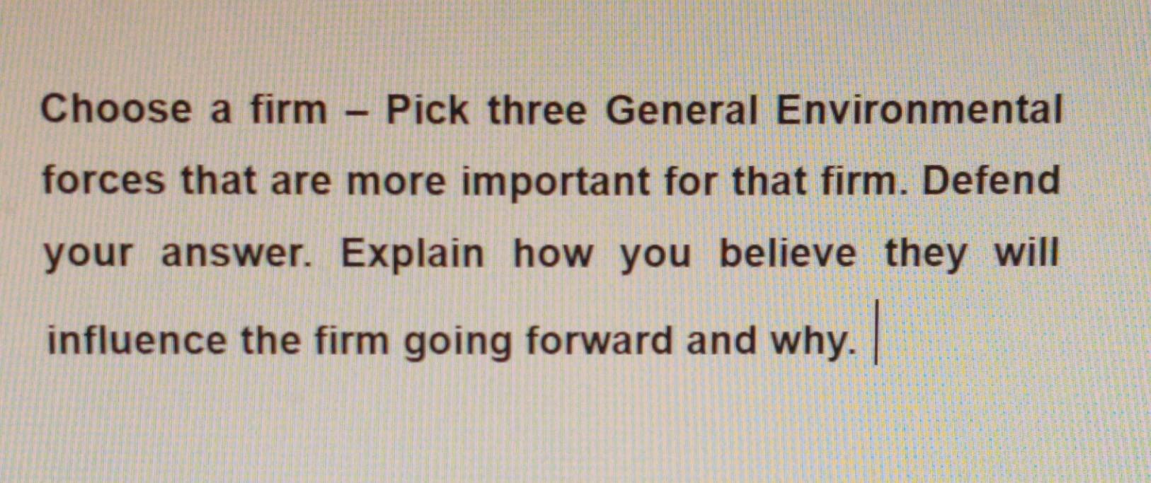 Solved Choose a firm - Pick three General Environmental | Chegg.com