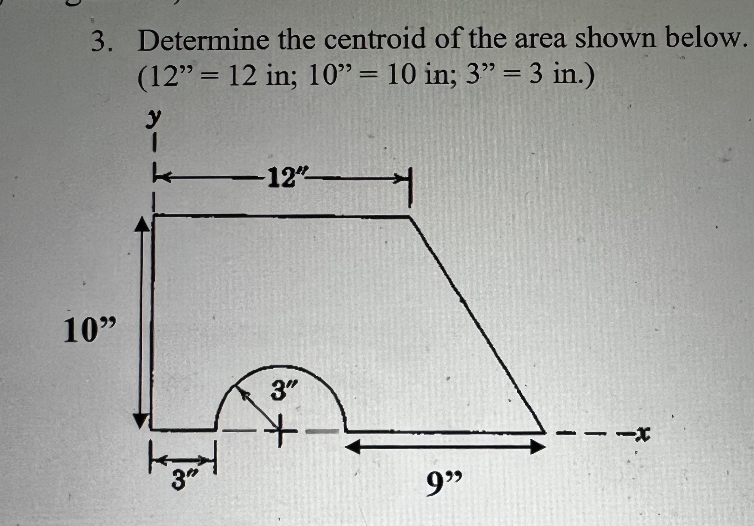 Solved Determine the centroid of the area shown below. | Chegg.com