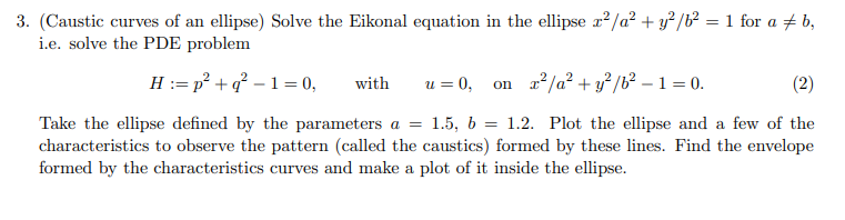 Solved (Caustic curves of an ellipse) ﻿Solve the Eikonal | Chegg.com