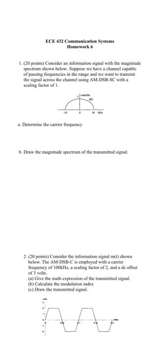 Solved ECE 432 Communication Systems Homework 6 1. (20 | Chegg.com