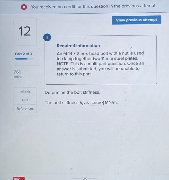 Solved You received no credit for this question in the | Chegg.com