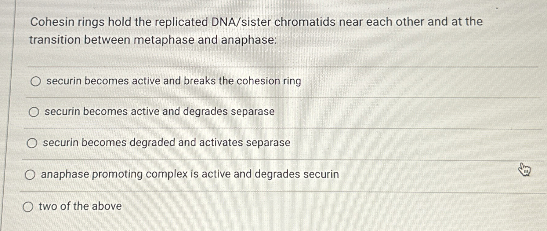 Solved Cohesin rings hold the replicated DNA/sister | Chegg.com