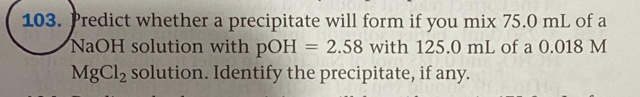 Solved Predict whether a precipitate will form if you mix | Chegg.com
