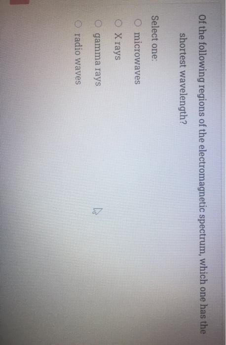 Solved of the following regions of the electromagnetic | Chegg.com