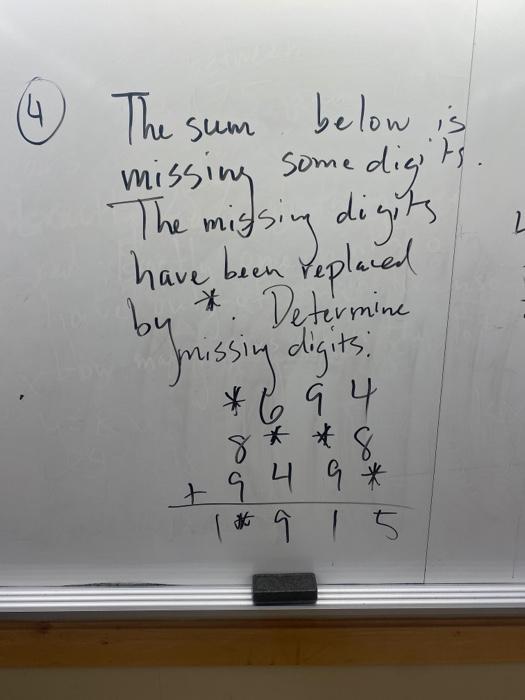 Solved The sum below is missing some digits L * The missing | Chegg.com
