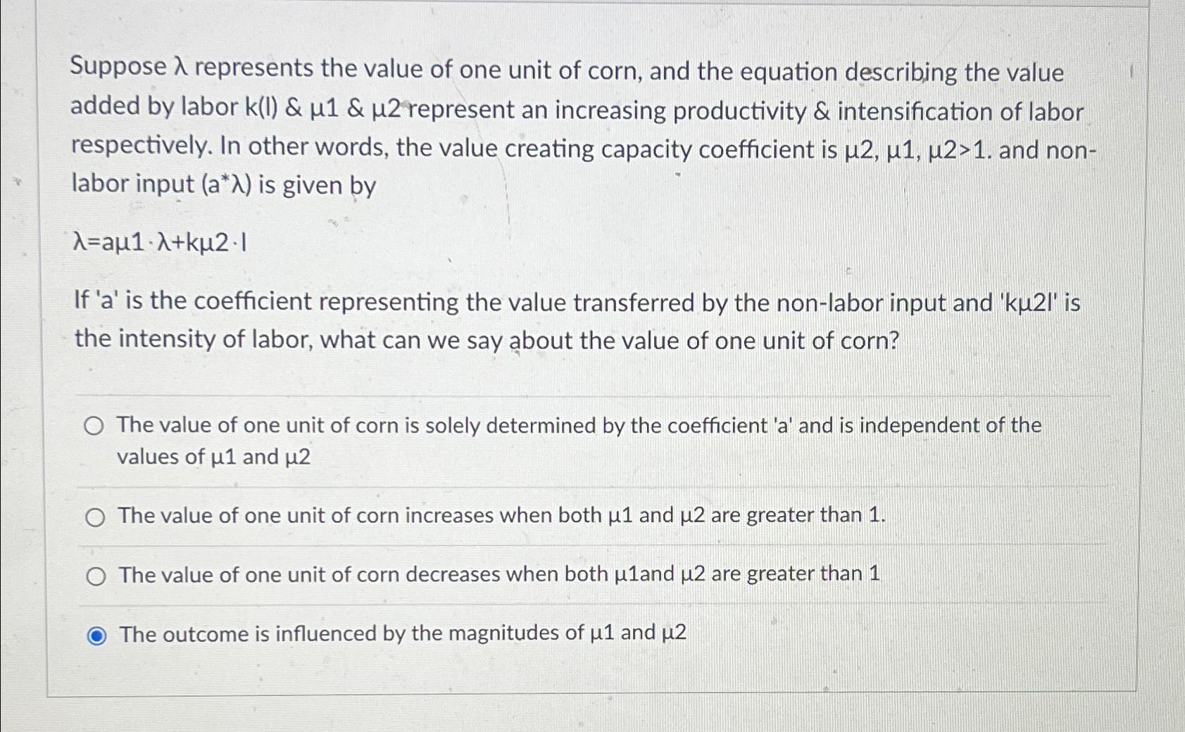 Solved Suppose \\\\lambda represents the value of one unit | Chegg.com