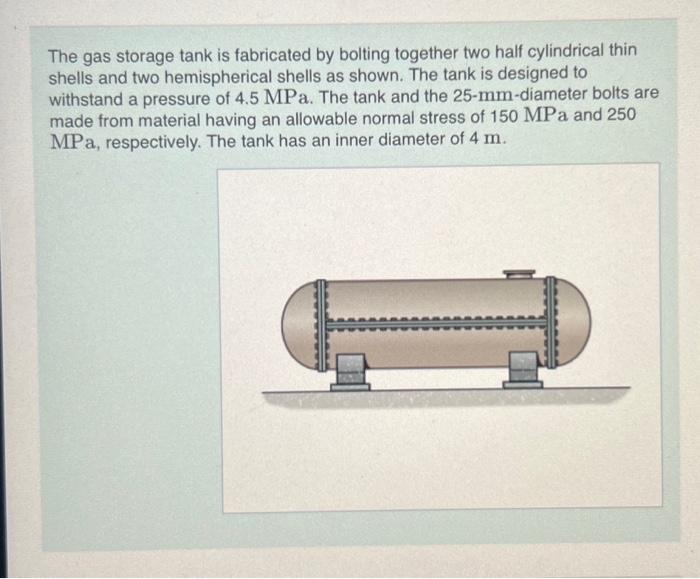 Solved The gas storage tank is fabricated by bolting | Chegg.com