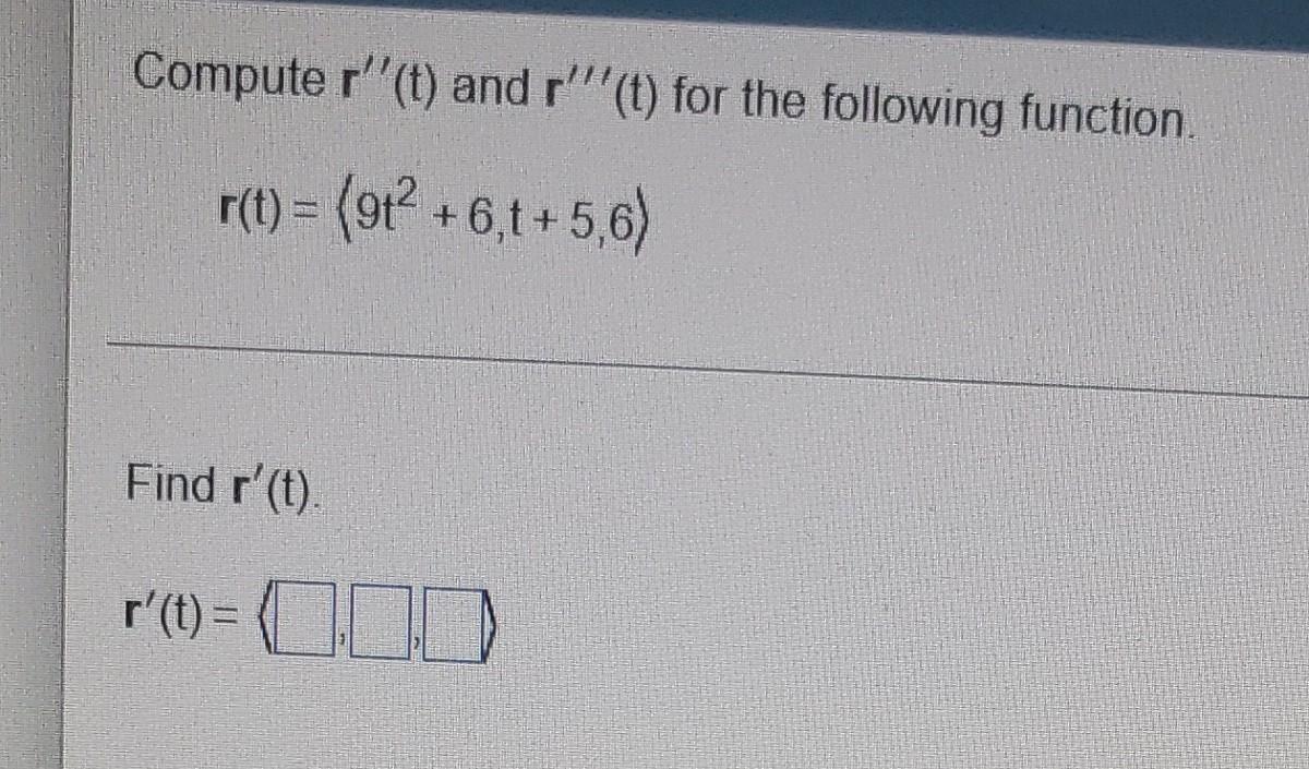 Solved Compute r''(t) and r'''(t) for the following | Chegg.com