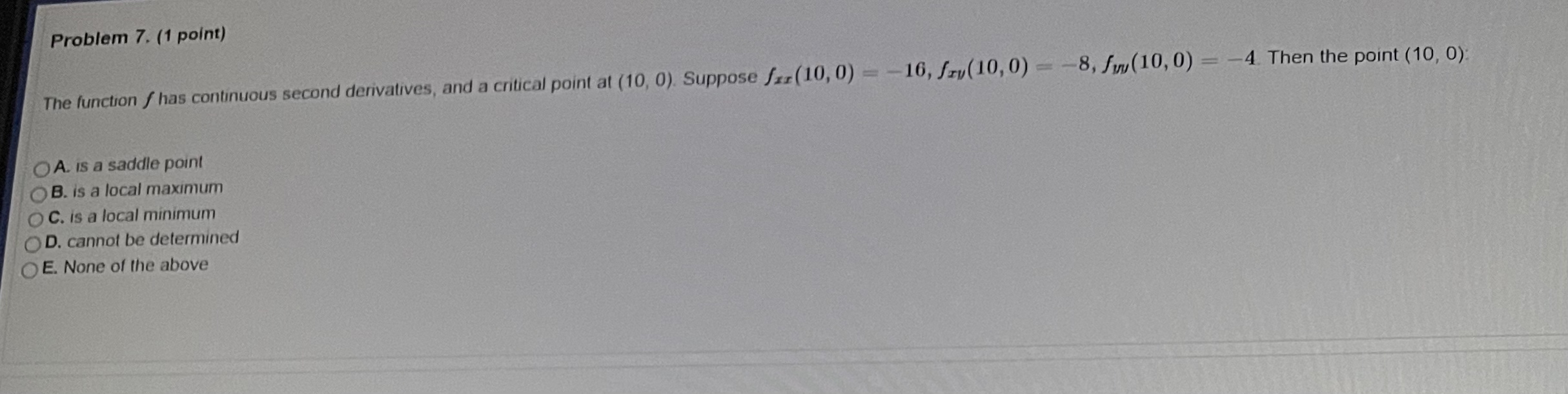 Solved Problem 7. (1 ﻿point)The function f ﻿has continuous | Chegg.com