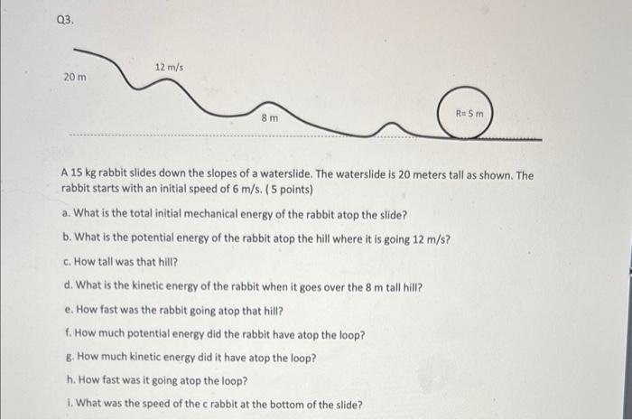 Solved A 15 kg rabbit slides down the slopes of a | Chegg.com