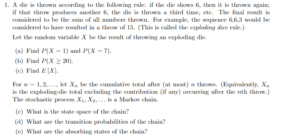 Solved A die is thrown according to the following rule: if | Chegg.com