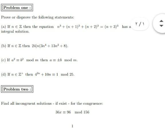 Solved Problem one: Prove or disprove the following | Chegg.com