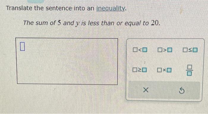 Solved Translate the sentence into an inequality. The sum of | Chegg.com