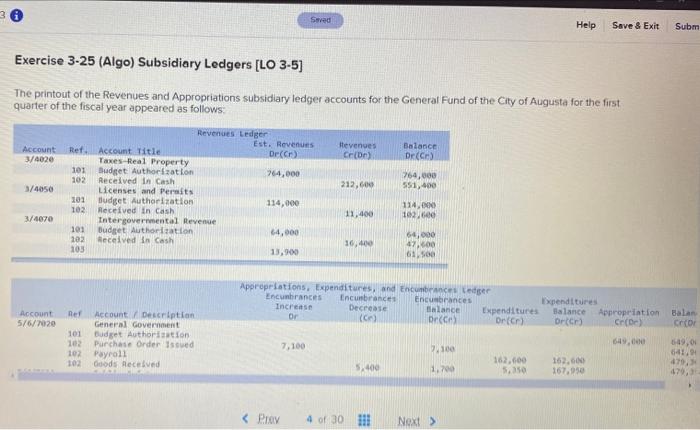 Solved 30 Seved Help Save & Exit Subm Exercise 3-25 (Algo) | Chegg.com