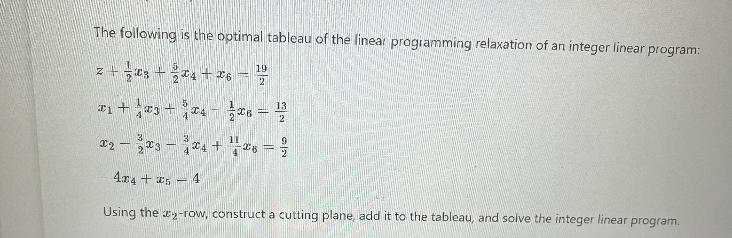 Solved The Following Is The Optimal Tableau Of The Linear