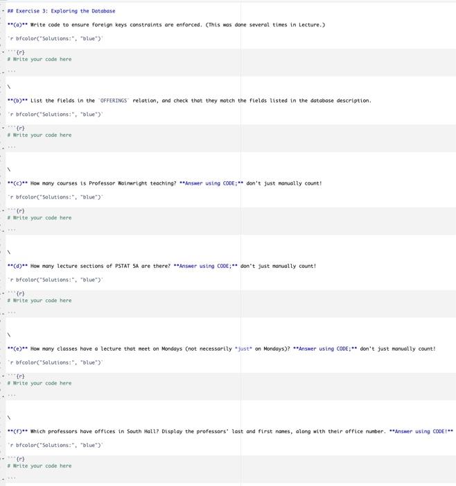 Solved - If Exercise 3: Exploring the Database *(a)* Write | Chegg.com