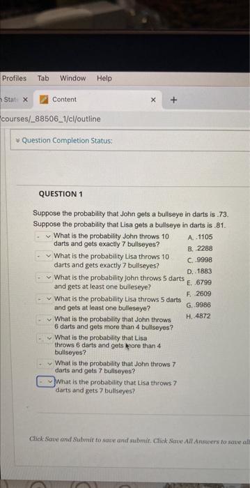 Solved Suppose the probability that John gets a bullseye in | Chegg.com