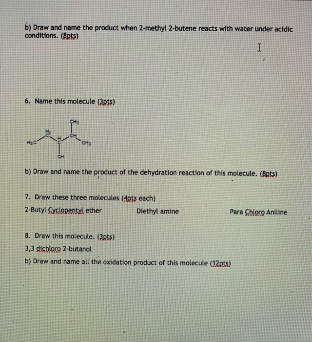 Solved 1. Using the chemical formula CsH120, draw and name: | Chegg.com