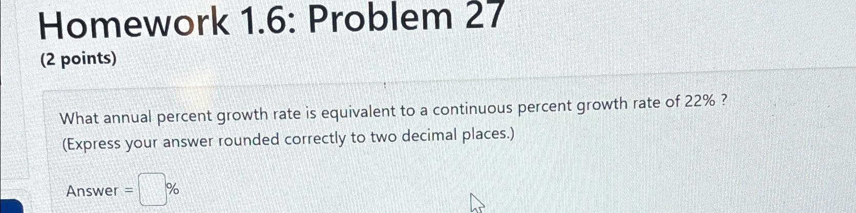 Solved Homework 1.6: Problem 27(2 ﻿points)What annual | Chegg.com