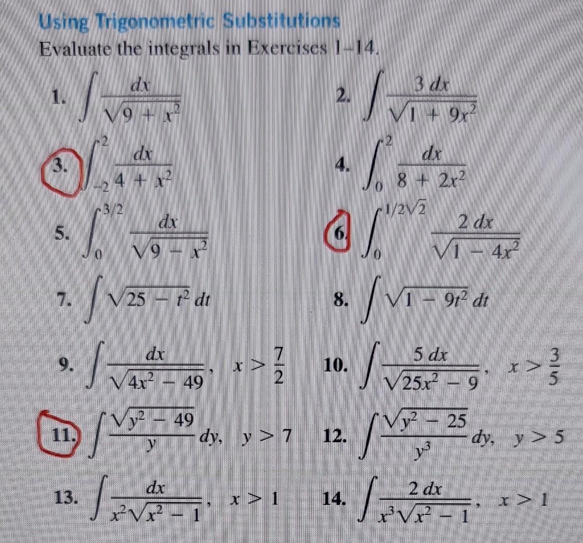 Solved Using Trigonometric Substitutions Evaluate the | Chegg.com