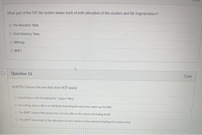 What part of the FAT file system keeps track of both | Chegg.com