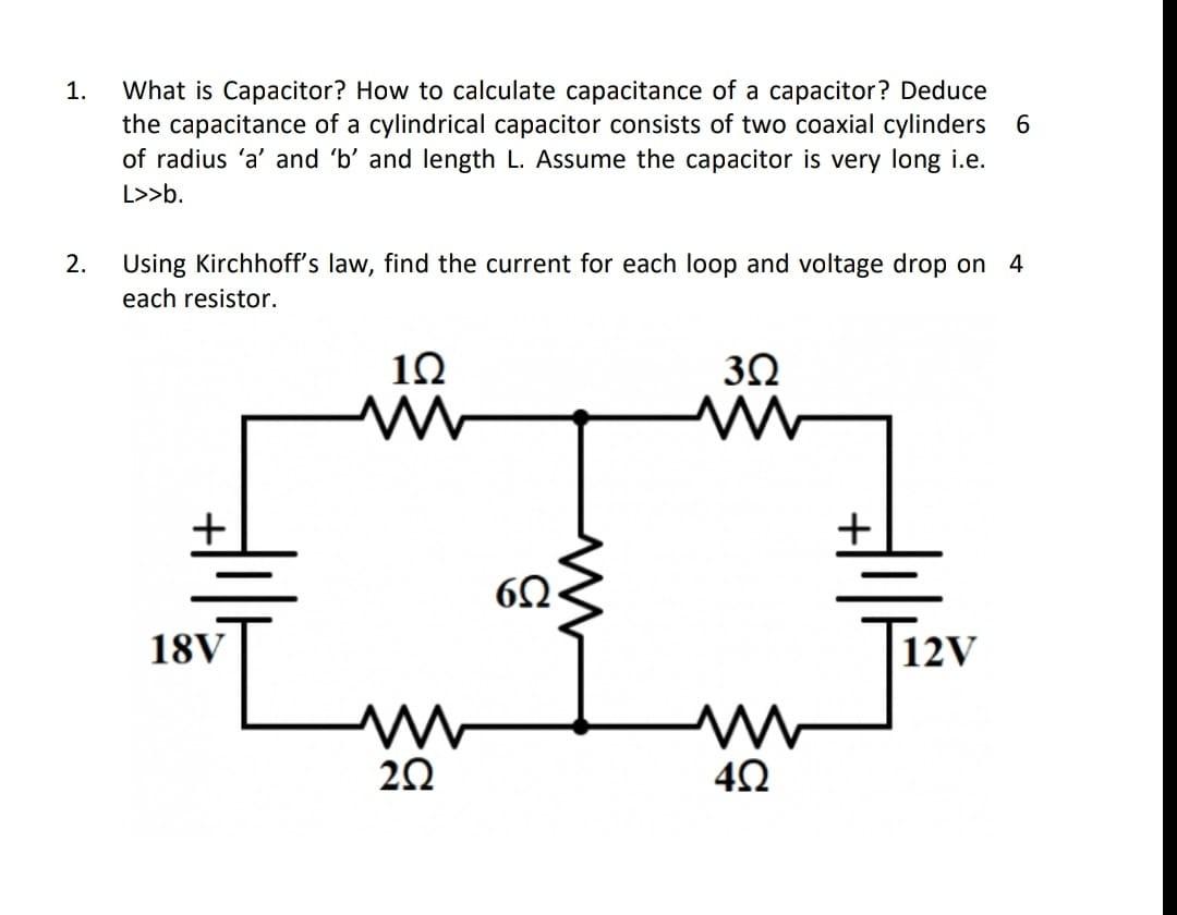Solved 1. What is Capacitor? How to calculate capacitance of | Chegg.com