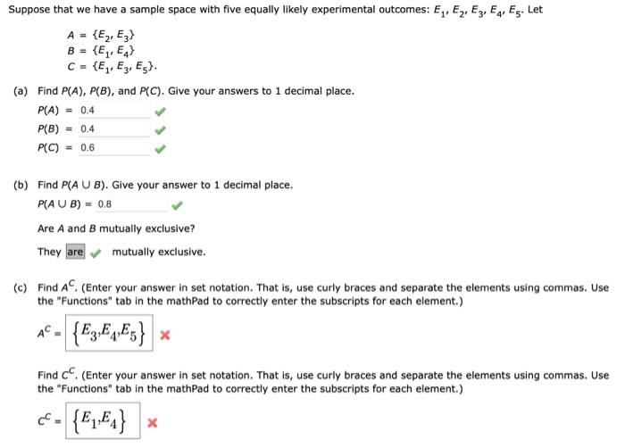 Solved Suppose That We Have A Sample Space With Five Equally