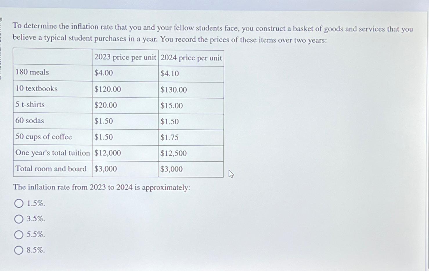 Solved To determine the inflation rate that you and your | Chegg.com