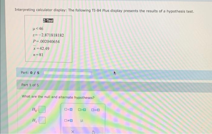 Solved Interpreting calculator display: The following TI-84 | Chegg.com