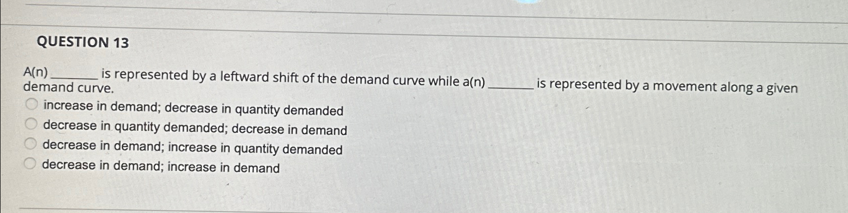 Solved QUESTION 13A(n) ﻿is represented by a leftward shift | Chegg.com