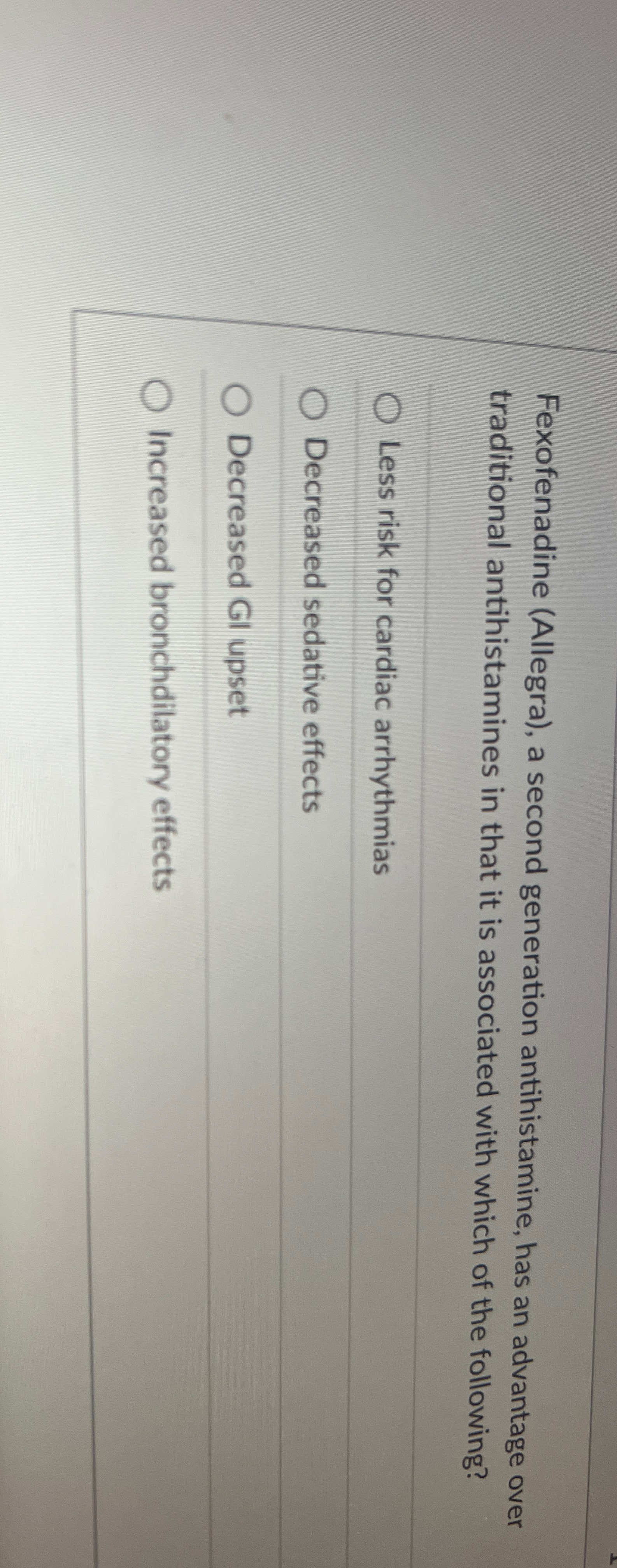 Solved Fexofenadine (Allegra), ﻿a second generation | Chegg.com