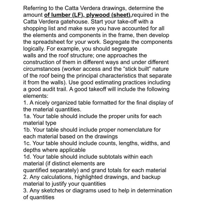 Solved Referring to the Catta Verdera drawings, determine | Chegg.com