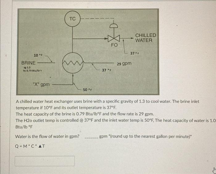 Solved A chilled water heat exchanger uses brine with a | Chegg.com
