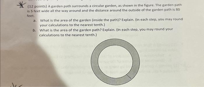 Solved (12 points) A garden path surrounds a circular | Chegg.com