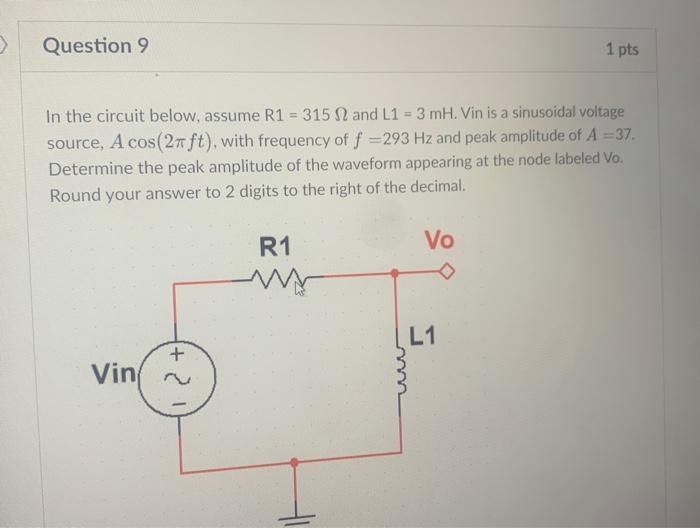 Solved In the circuit below, assume R1=315Ω and L1=3mH. Vin | Chegg.com