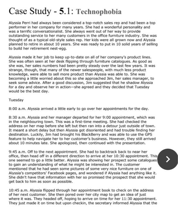 Solved Case Study - 5.1: Technophobia Alyssia Perri had | Chegg.com