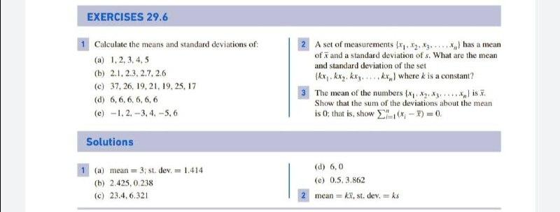 Solved EXERCISES 29.6 1 Calculate the means and standard | Chegg.com
