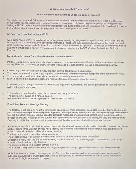 Solved Name Push Polls The purpose of this assignment is to | Chegg.com